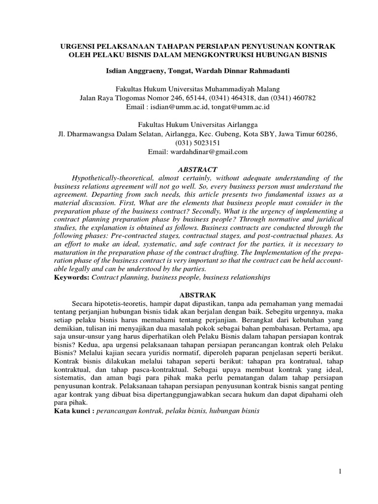 Tahapan Penyusunan Kontrak Bisnis | PDF