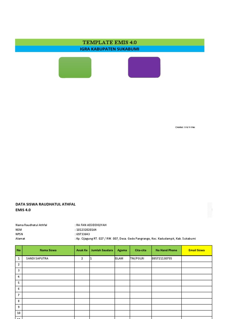 Template Emis 4.0 Umum | PDF