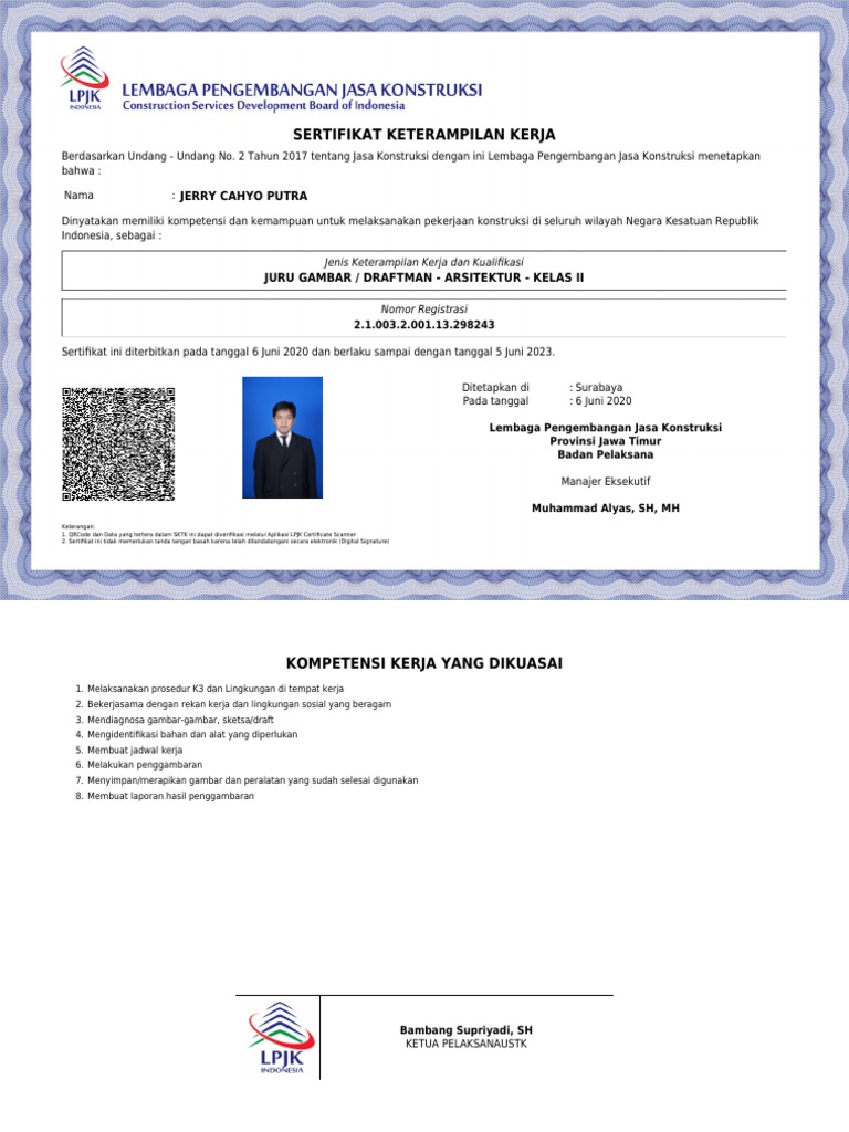 Sertifikat LPJK | PDF