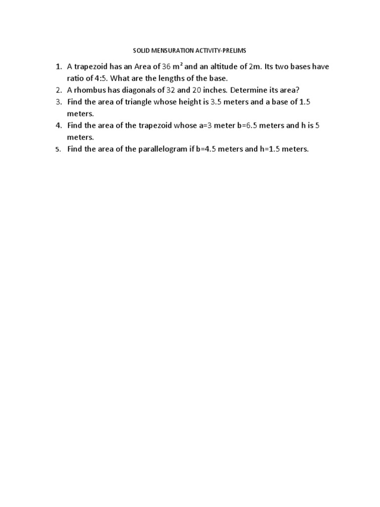 Solid Mensuration Activity | PDF