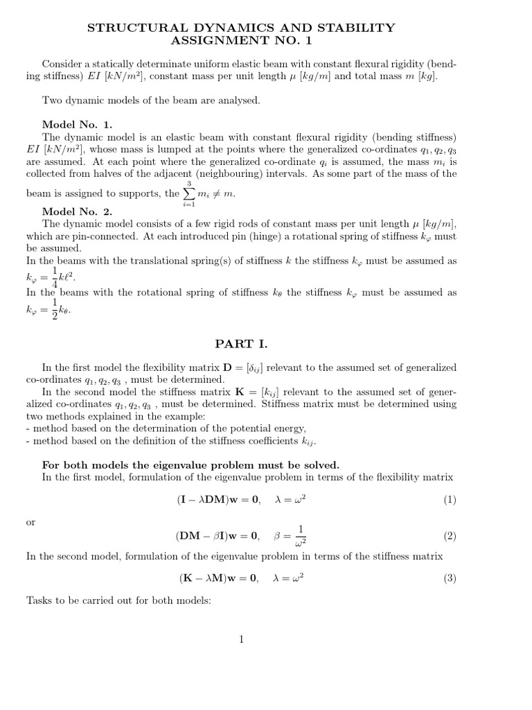 Structural Dynamics Assignment No.1 | PDF | Eigenvalues And ...