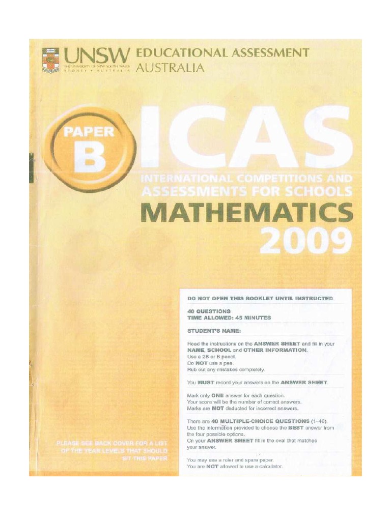 ICAS Maths Paper B 2009 | PDF