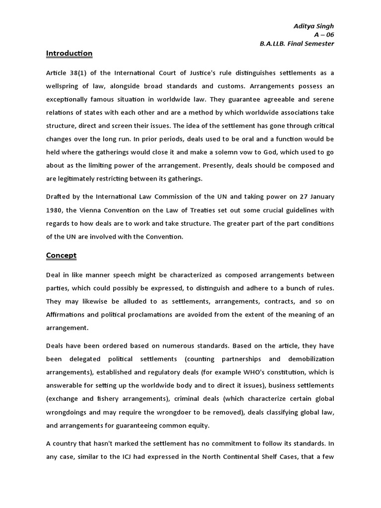 Law of Treaties Assignment | PDF | Treaty | International Law