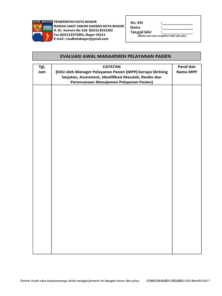 Form A EVALUASI AWAL MPP 1 | PDF