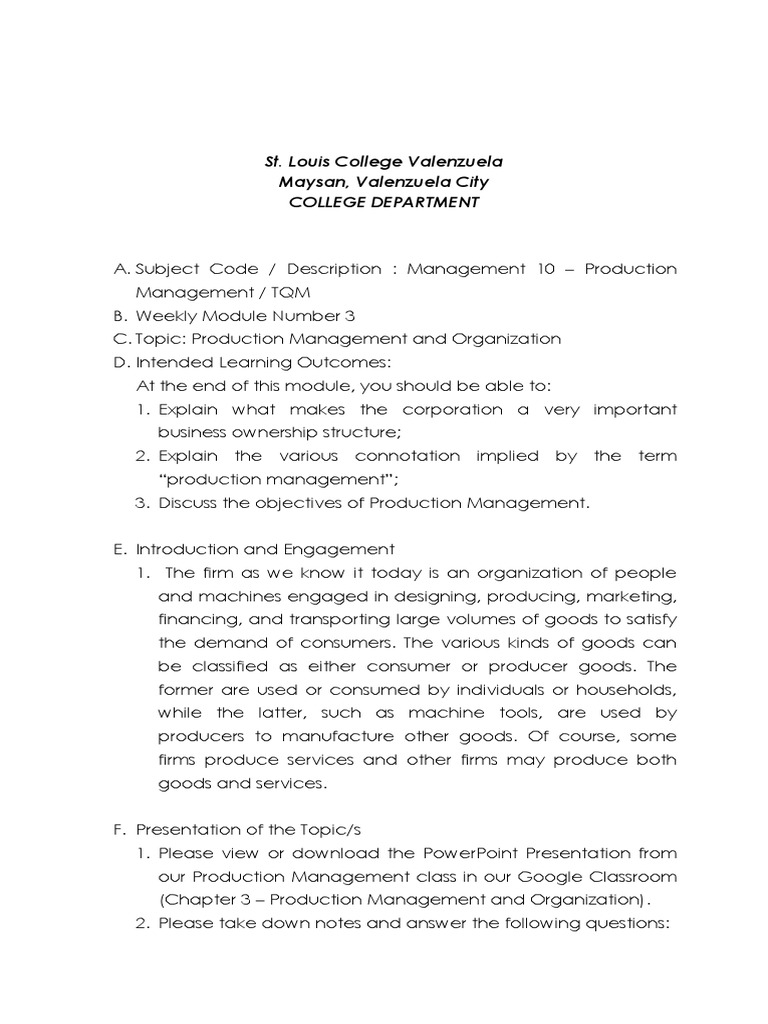 Module Number 3 - Production Management - TQM | PDF | Human Nature ...