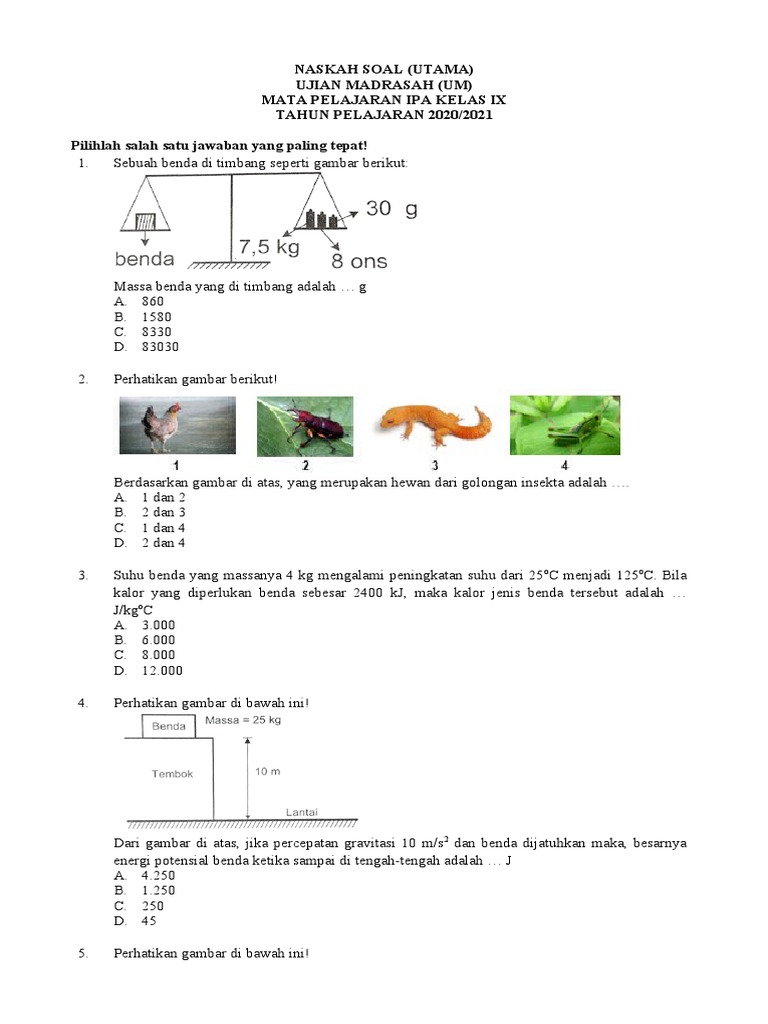 Soal Utama Ipa | PDF