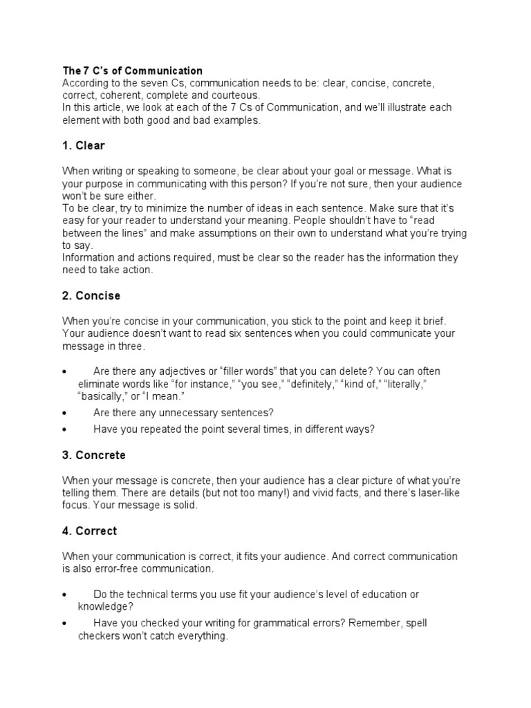 The 7 C's of Communication | PDF | Cognitive Science | Human Communication