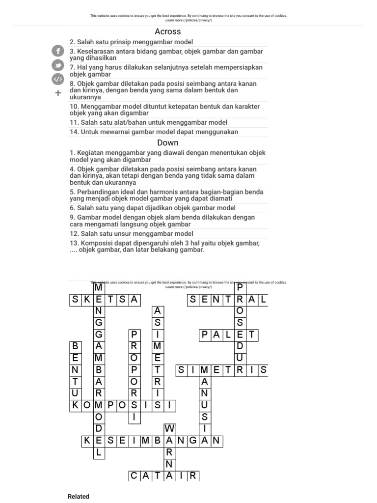 TTS SenBud Menggambar Model Kelas 8 - ProProfs Crossword Puzzles | PDF