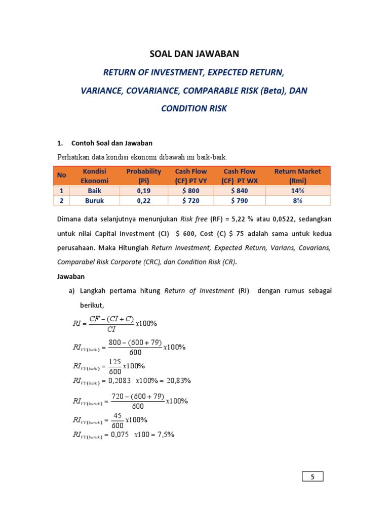 Contoh Soal Return dan Expected Return | PDF