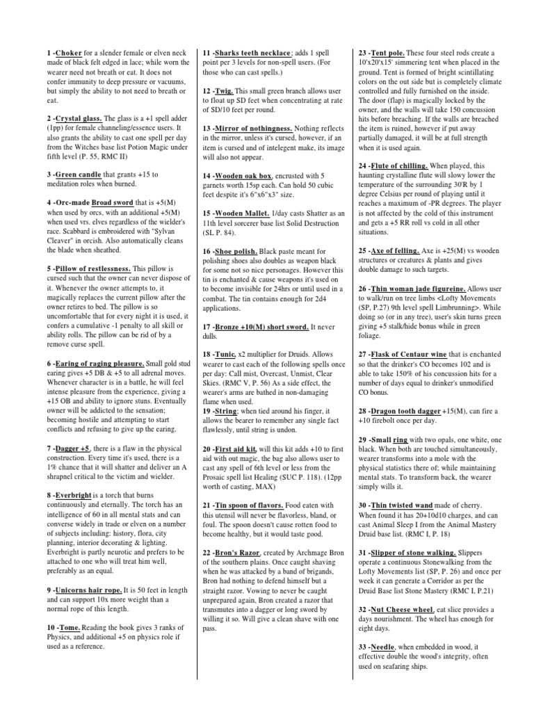 Rolemaster MERP - Magic Items | PDF | Bow And Arrow | Magician (Fantasy)