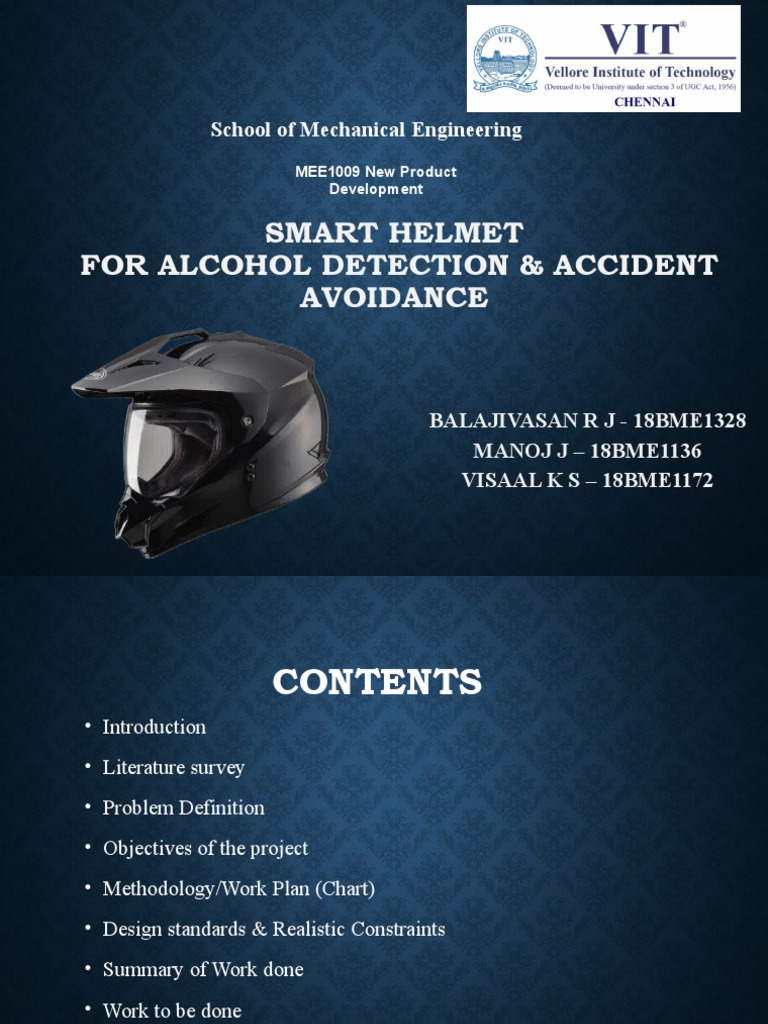 Smart Helmet For Alcohol Detection & Accident Avoidance: School of ...