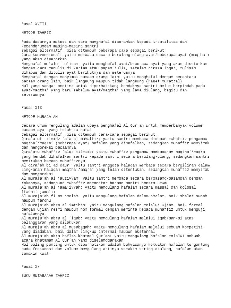 Metode Tahfizh | PDF