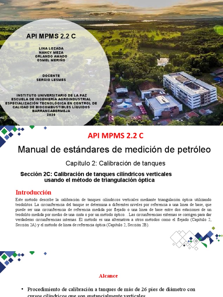 Presentación Api MPMS 2.2 C | PDF | Circulo | Tanques