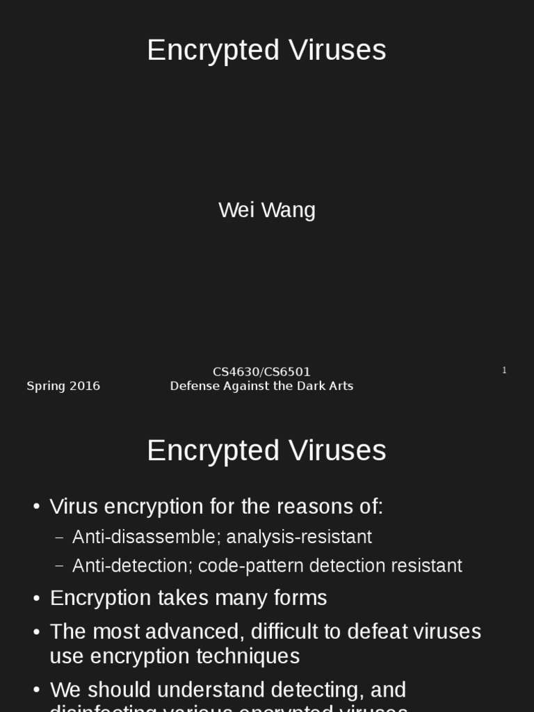 Encrypted Viruses: Wei Wang | PDF | Computer Virus | Encryption