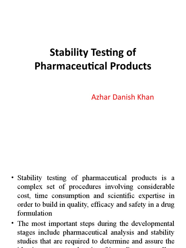 Stability Testing of Pharmaceutical Products | PDF | Pharmaceutical ...
