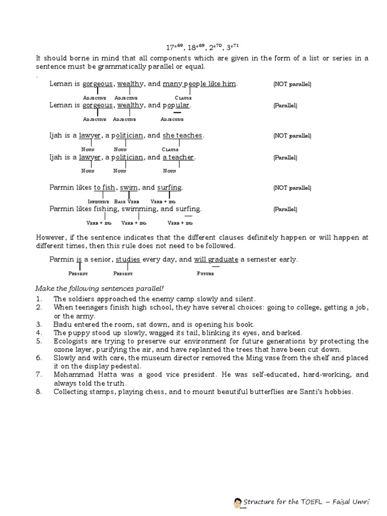 02) 2 Parallel Structure | PDF | Verb | Adjective
