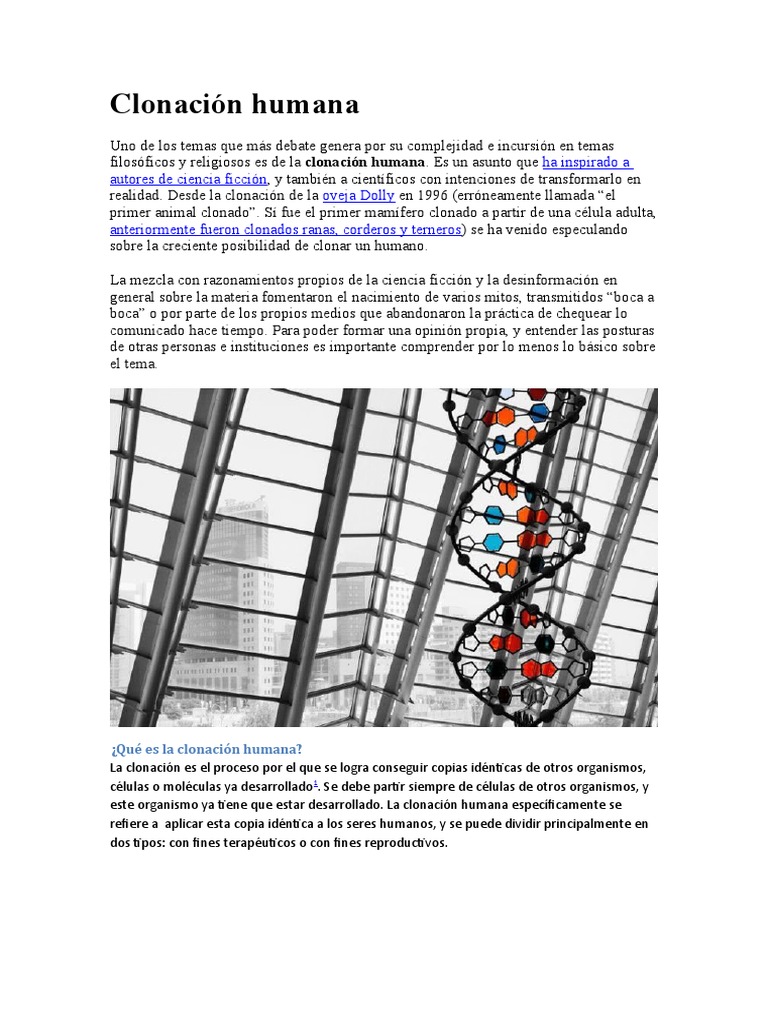 Clonación Humana | PDF | Clonación | Genética