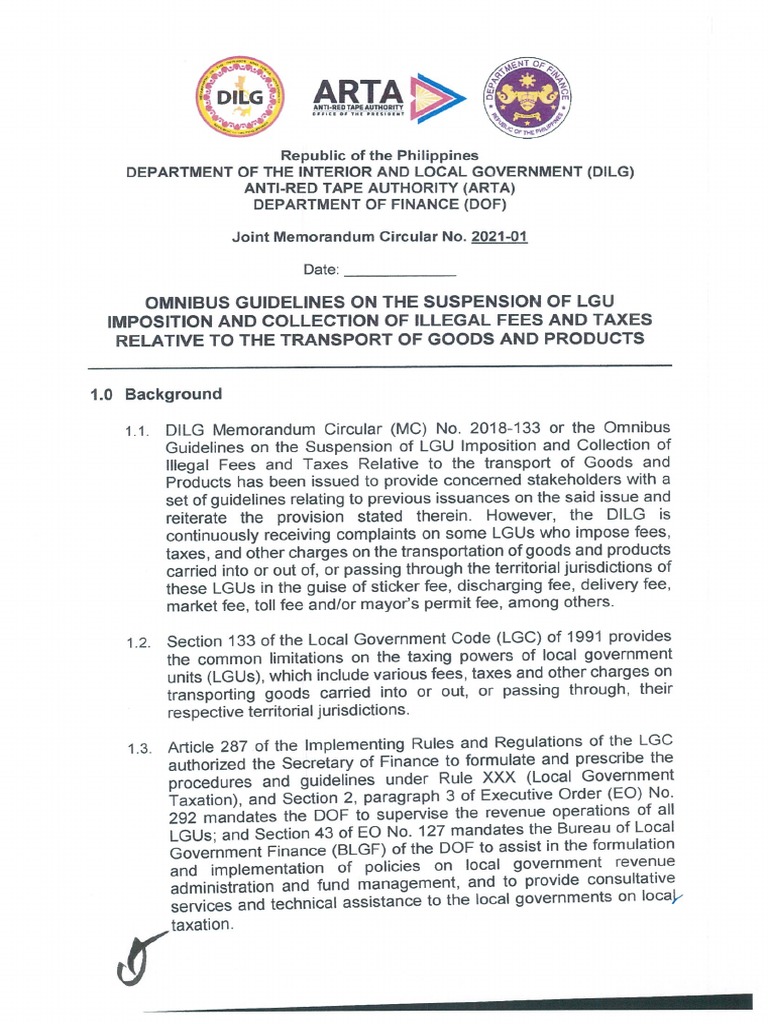 DILG ARTA DOF JMC No. 2021 01 - 04292021 | PDF