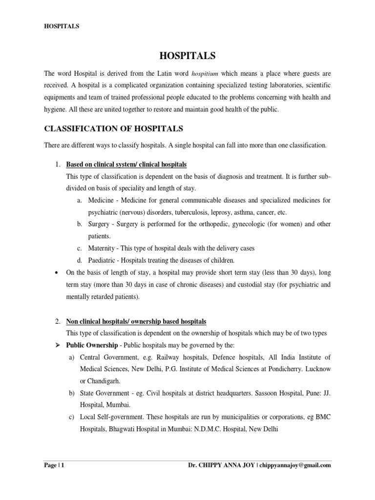 NOTES Hospital | PDF | Dietitian | Hospital