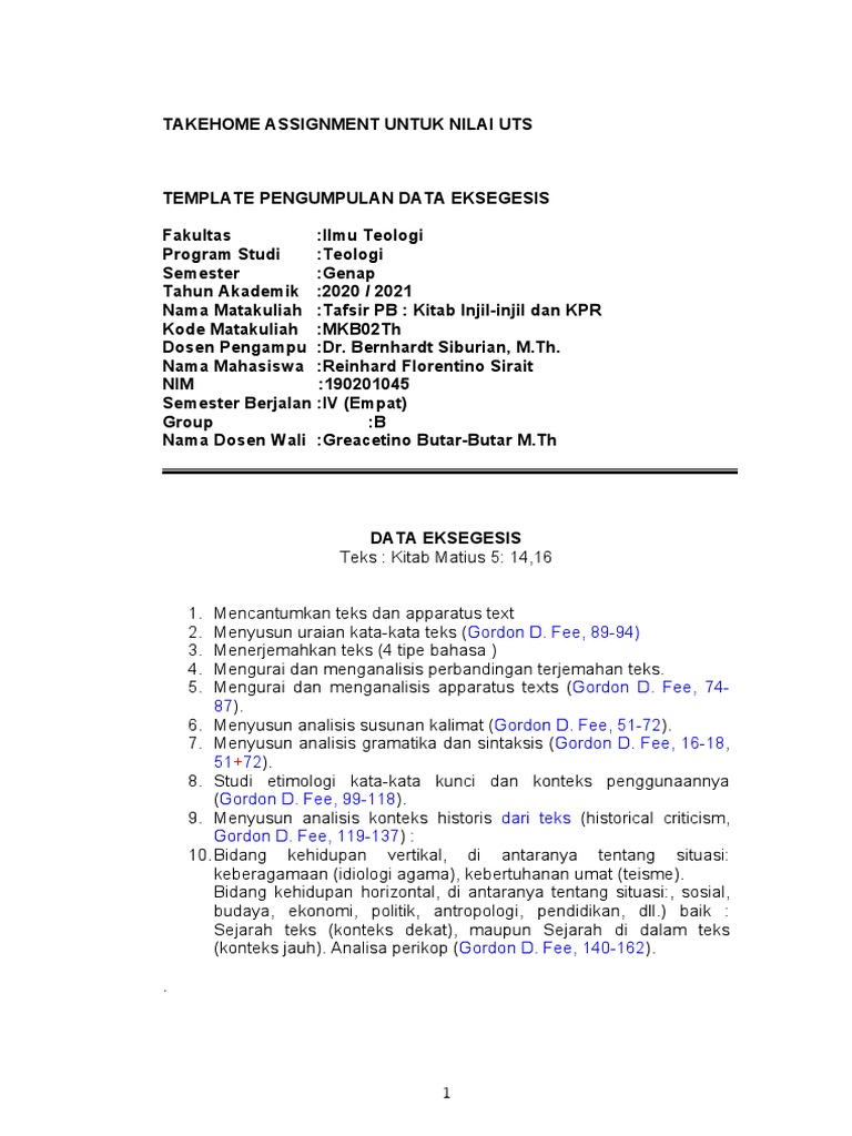 Template UTS Reinhard Sirait | PDF