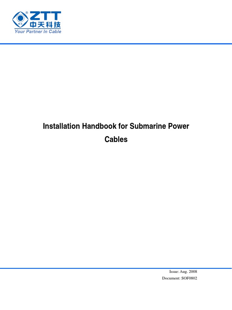 ZTT - Submarine-Cable - Installation Handbook | PDF | Submarines | Electricity