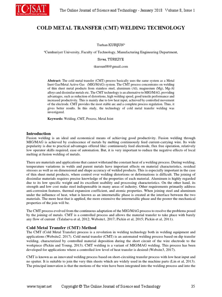Cold Metal Transfer (CMT) Welding Technology | PDF | Welding | Construction