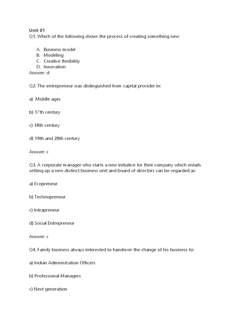 Entrepreneurship Quiz Questions | PDF | Balance Sheet | Equity (Finance)