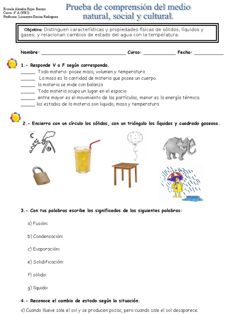 prueba estados de la materia