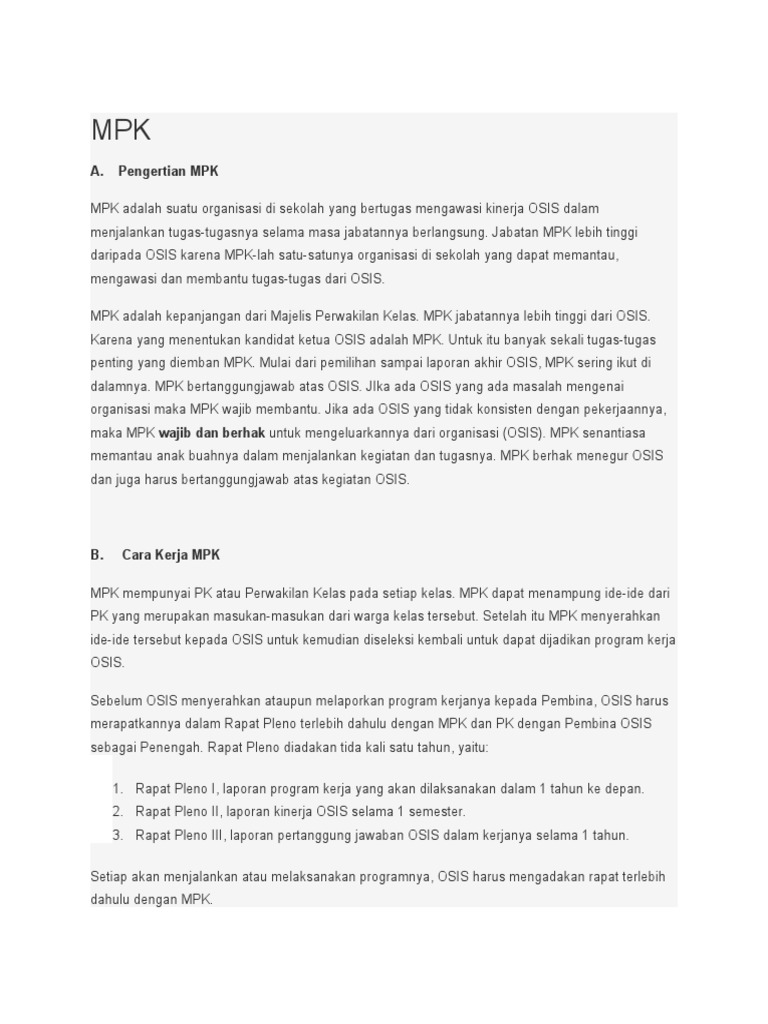 Peran MPK dalam Organisasi Sekolah | PDF