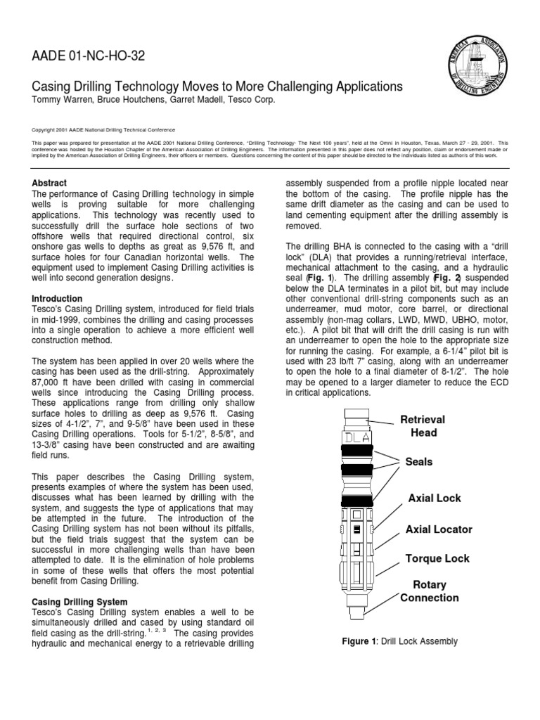 Casing Drilling Technology Moves To More Challenging Applic | PDF | Casing (Borehole) | Drilling Rig