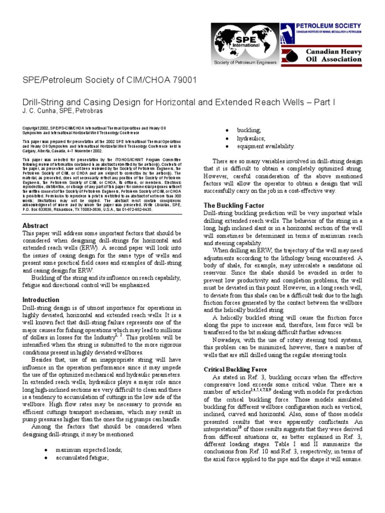 Drill String and Casing Design For Horizontal and Extended | PDF | Buckling | Fatigue (Material)