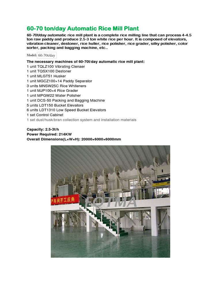 Automatic Rice Mill Plant | PDF