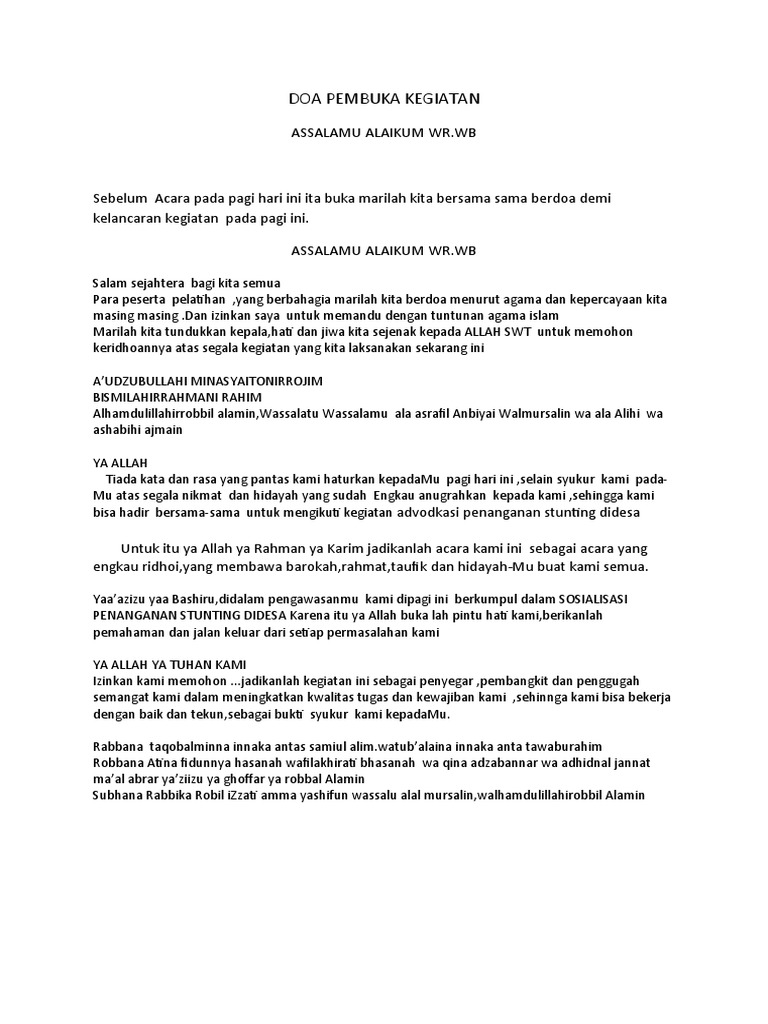 Doa Pembuka Kegiatan Sosialisasi | PDF