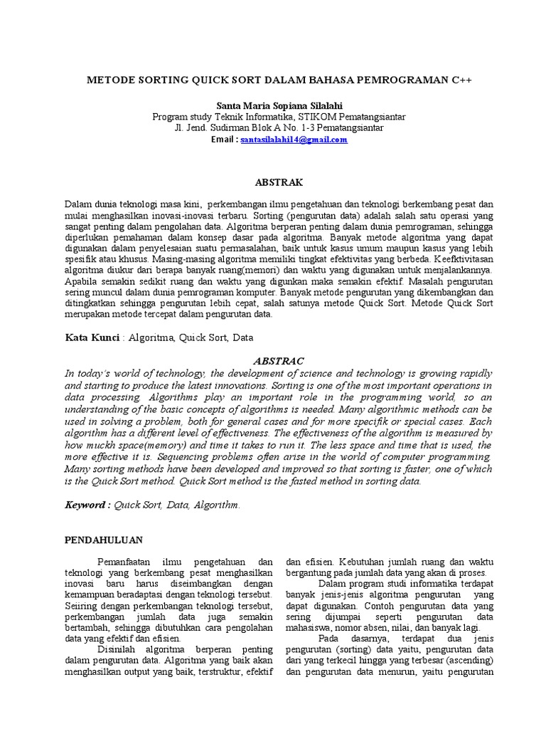 Metode Quick Sort | PDF