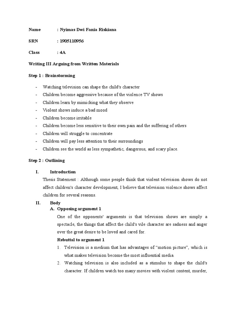 TASK 3 Writing III Arguing From Written Materials | PDF | Aggression ...
