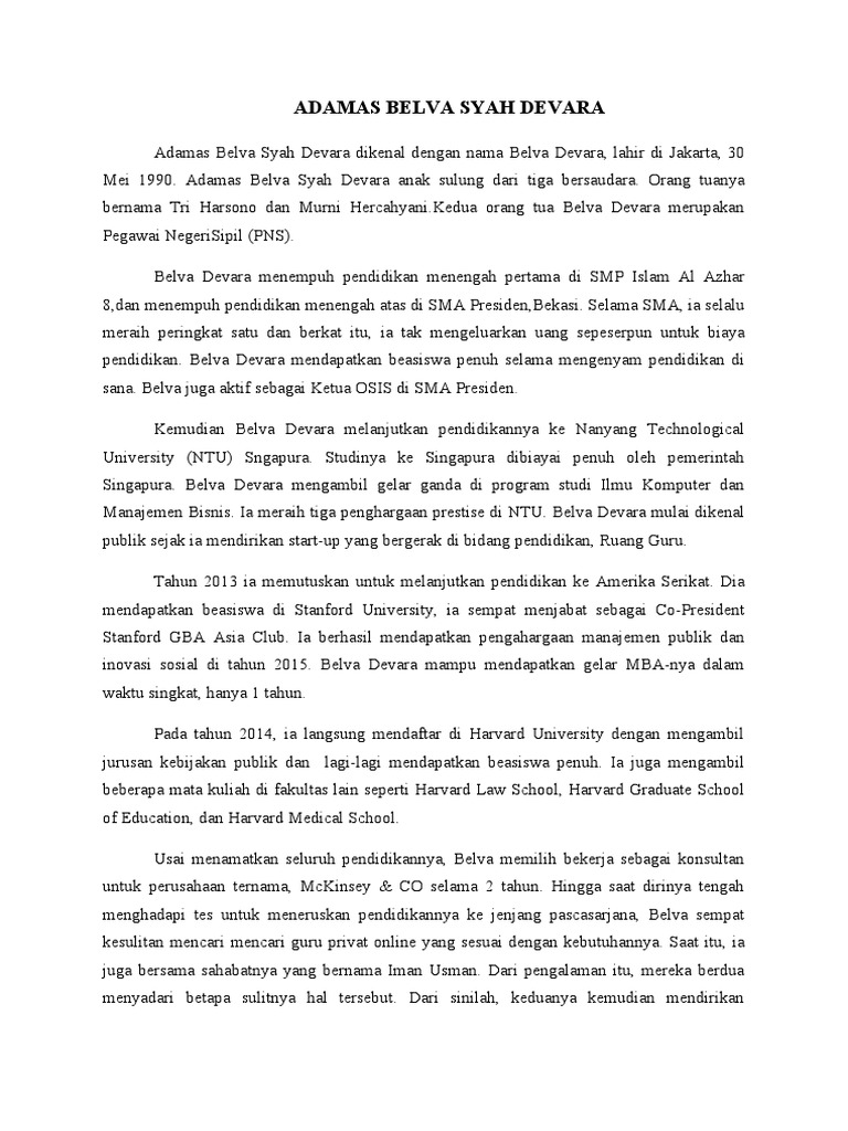Kisah Sukses Belva Devara | PDF | Kesehatan Holistik