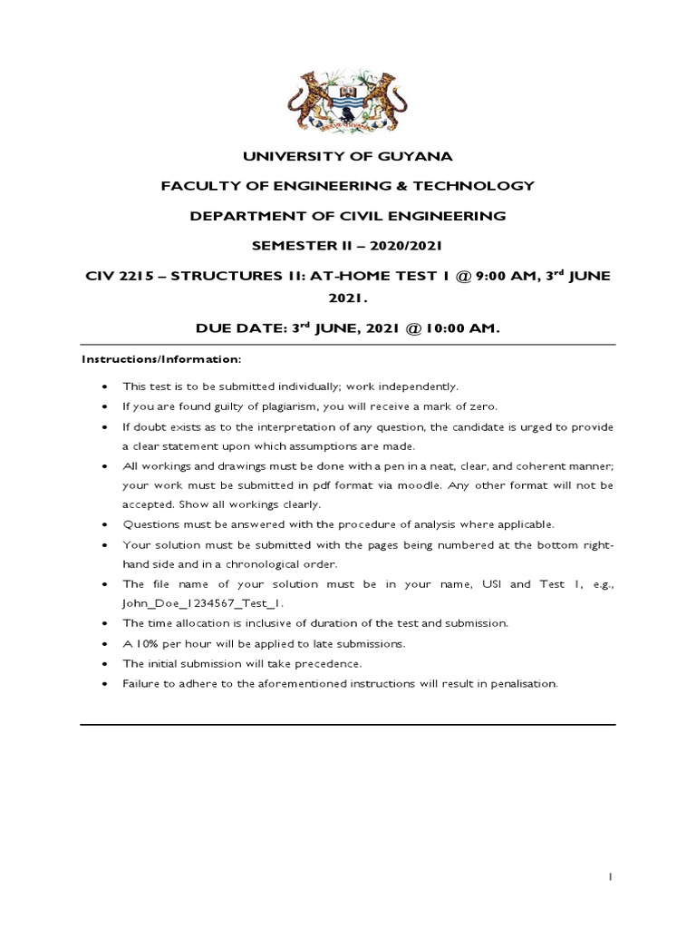 Civ 2215 - Aht - 1 - 2020 - 2021 | PDF | Beam (Structure) | Mechanical Engineering