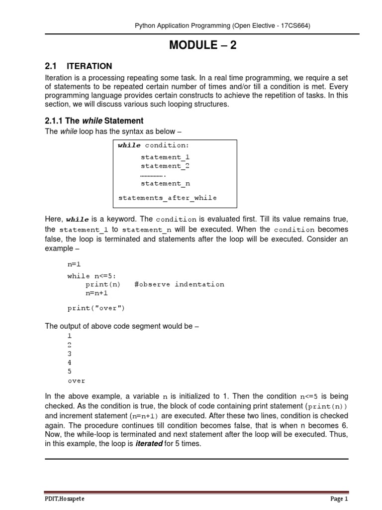 Module2 Python 17CS664 | PDF | Control Flow | Software Engineering