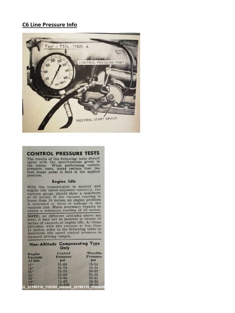 Ford C6 Transmission Line Pressure Info | PDF
