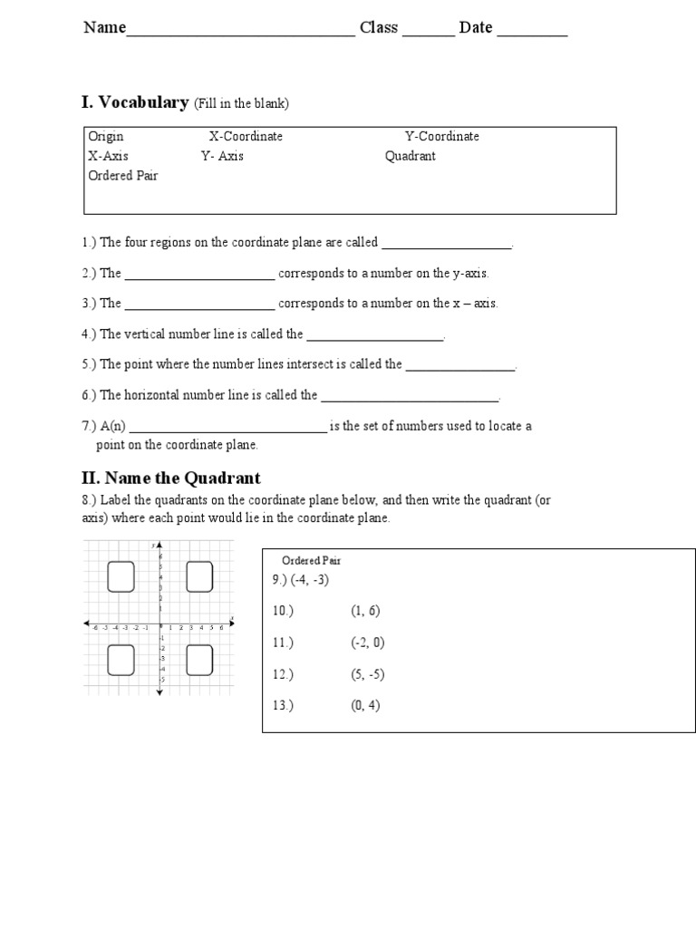 CoordinatePlane WS | PDF | Cartesian Coordinate System | Geometry