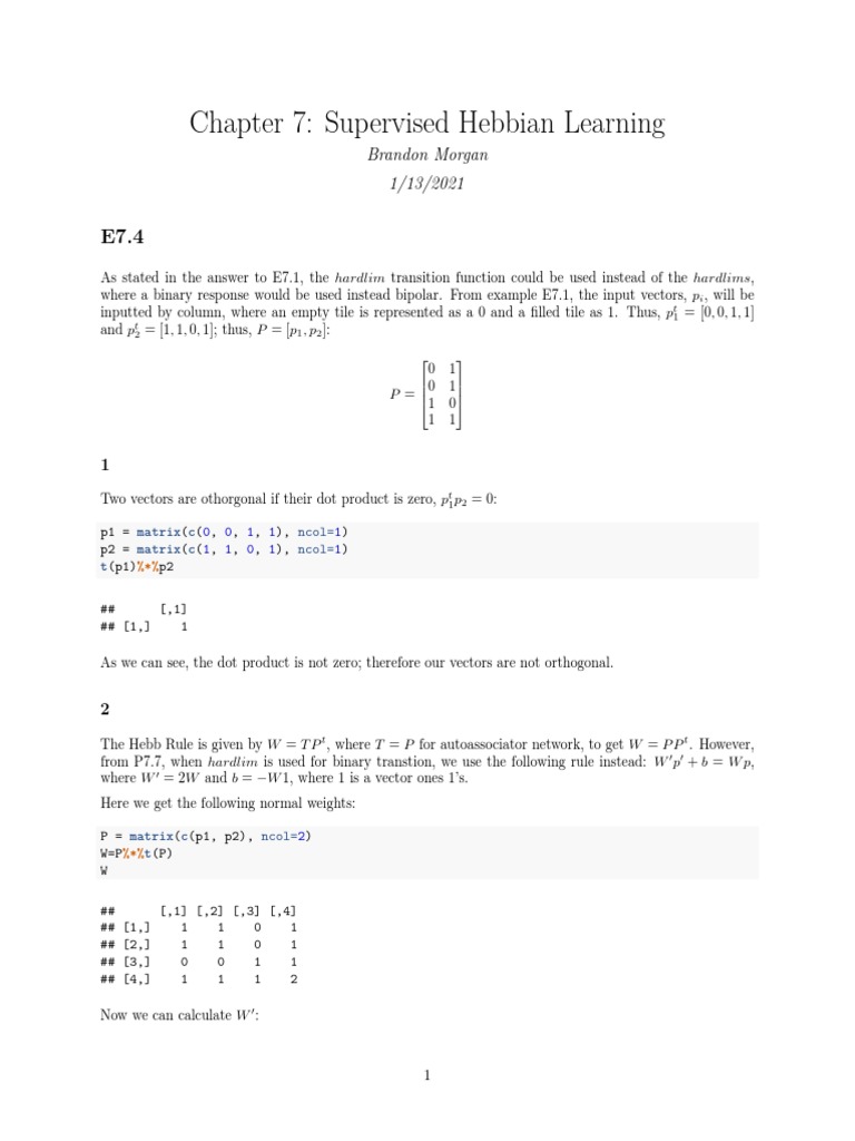 Applying the Hebbian Learning Rule with Hardlim Activation Function for ...