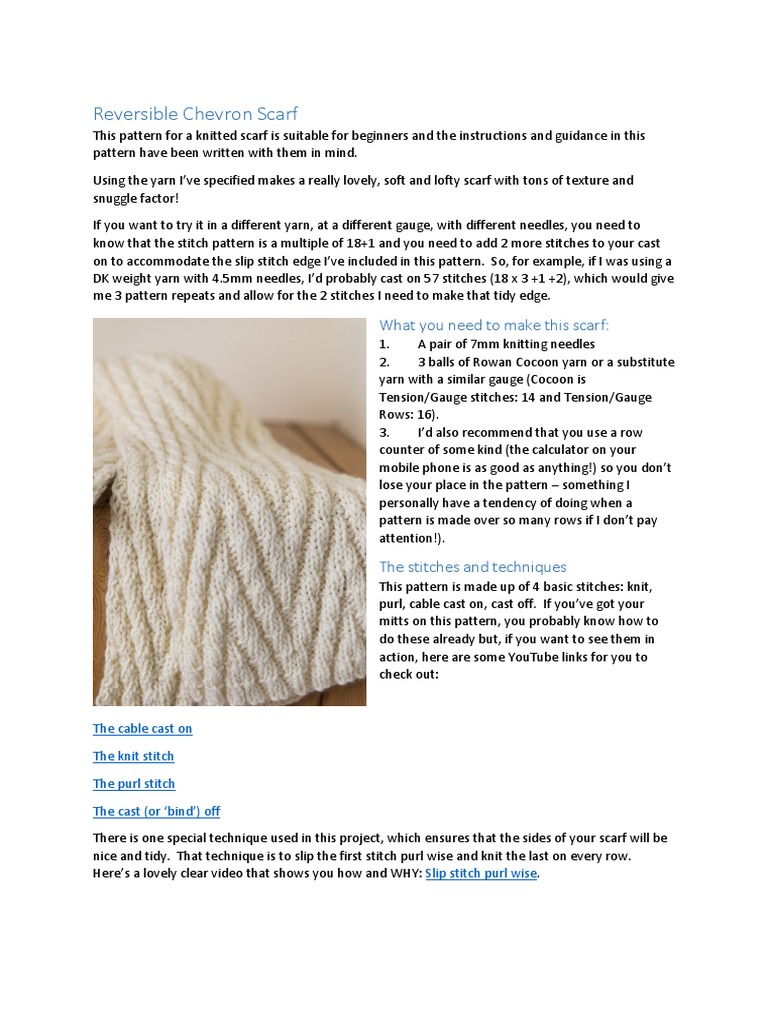 Reversible Chevron Scarf: What You Need To Make This Scarf | PDF ...