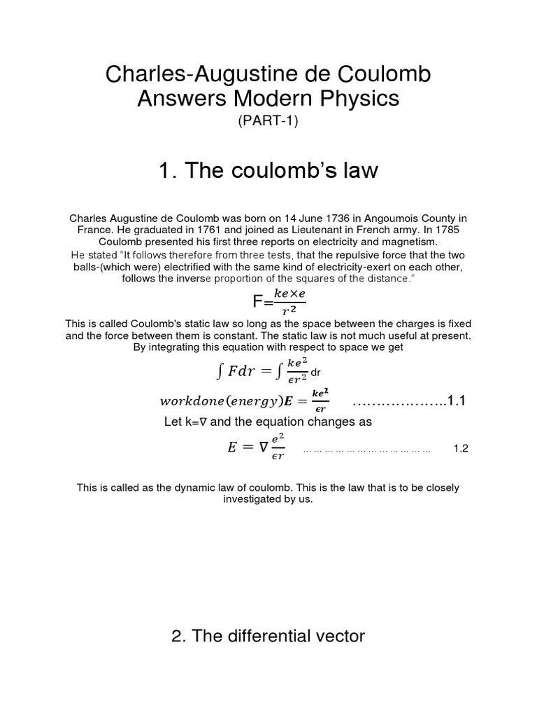 Coulomb's Law and Modern Physics Insights | PDF | Voltage | Electricity