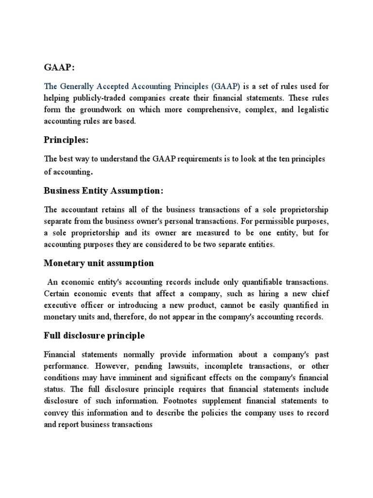Gaap:: The Generally Accepted Accounting Principles (GAAP) | PDF ...