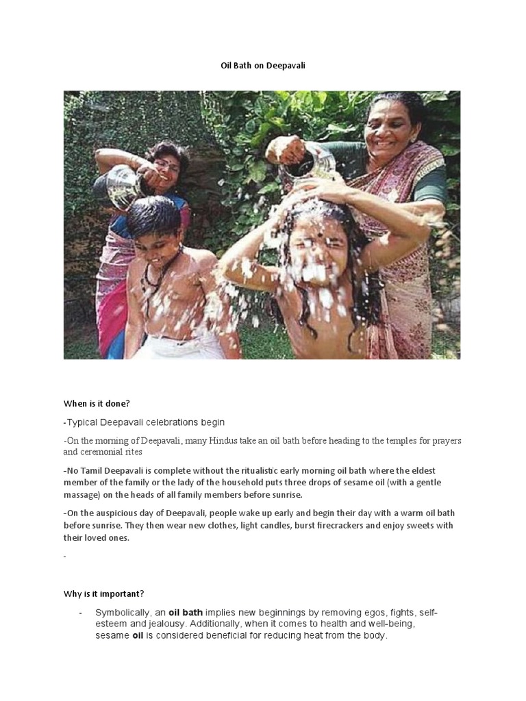 Oil Bath On Deepavali | PDF