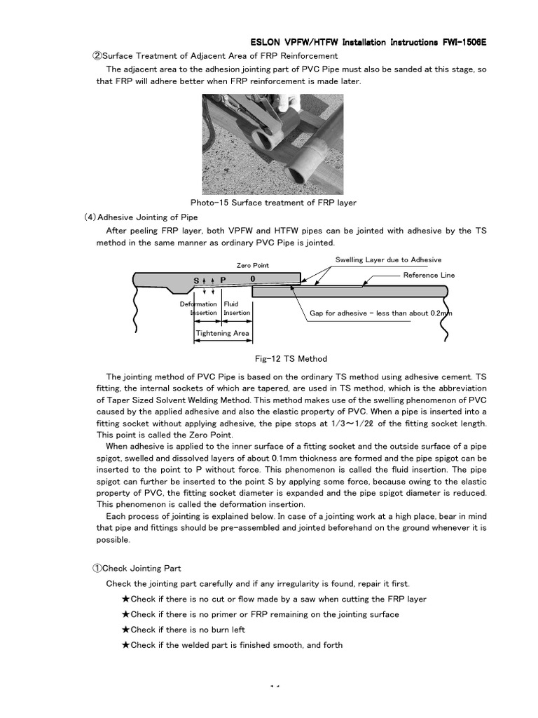 Eslon PVC Piping Installation Instructions FWI-1506E) | PDF