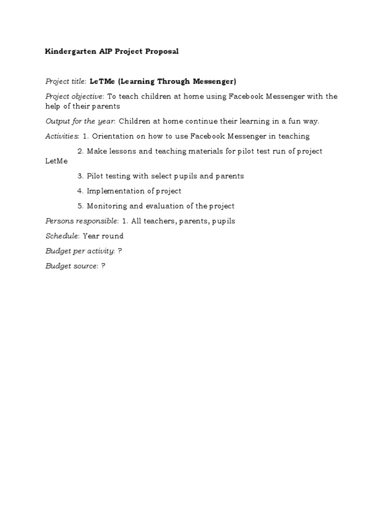 Kinder AIP Project Proposal | PDF