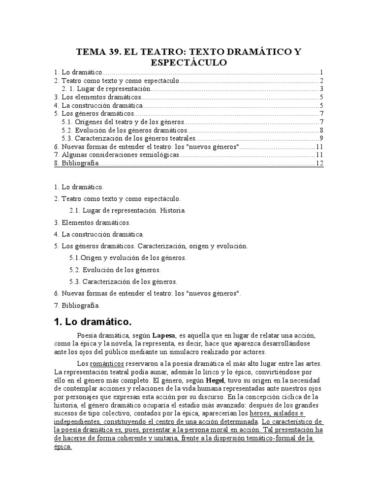 Tema 39 El Teatro - Texto Dramático y Espectáculo (Aula de Lengua ...