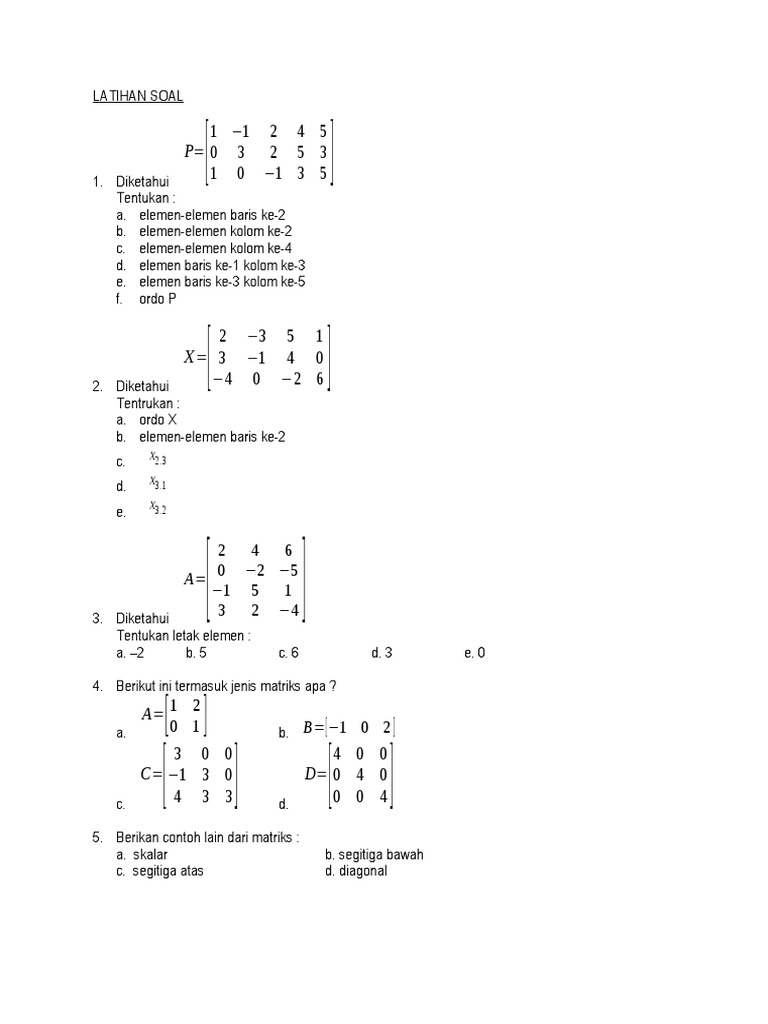 Latihan Soal Matriks | PDF