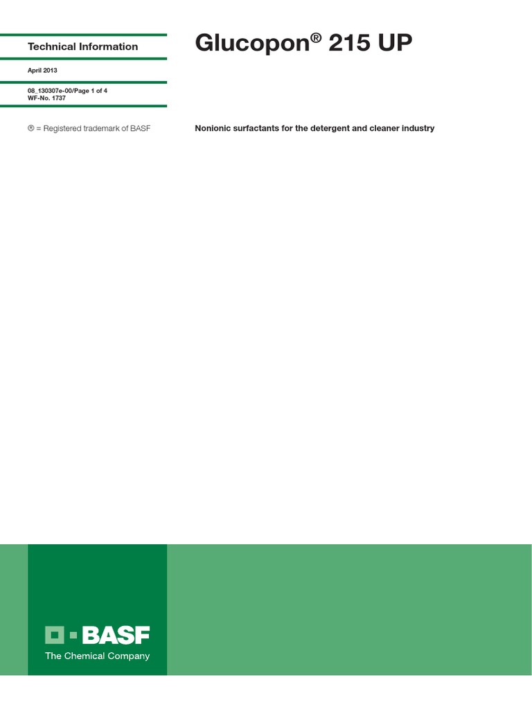 Glucopon 215 UP TI en | PDF | Solubility | Solution